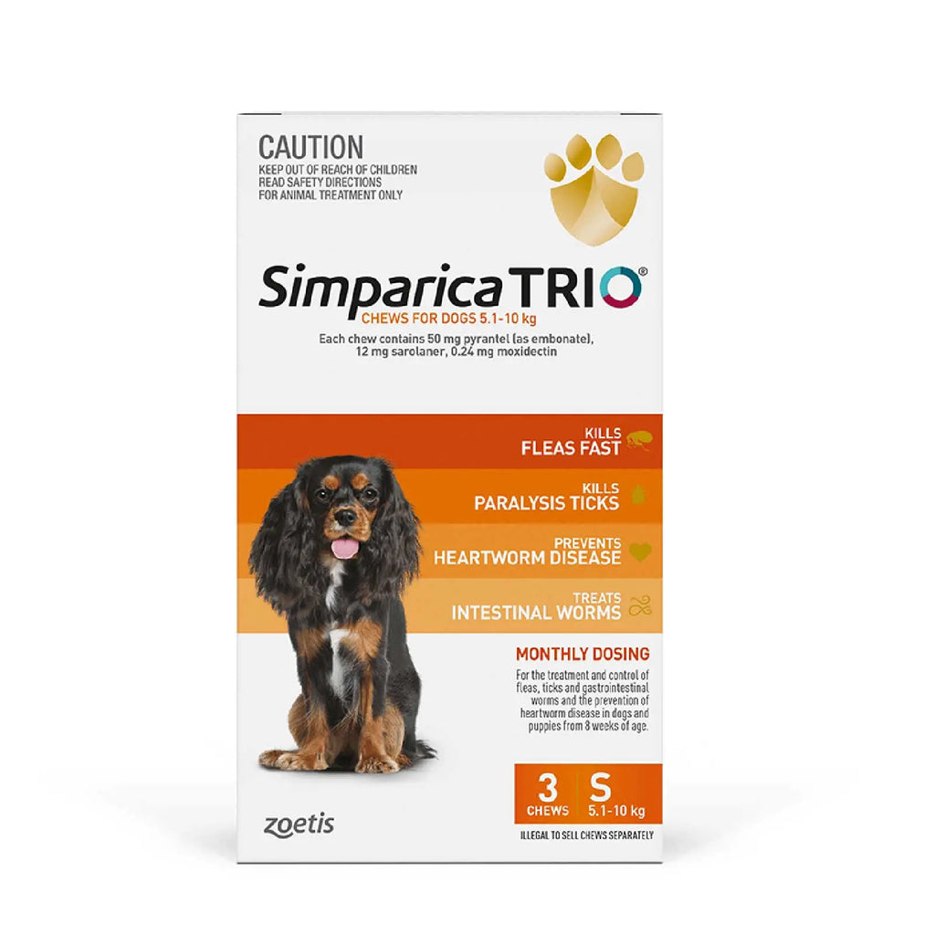 Simparica Trio for Small Dogs 5.1-10kg Orange